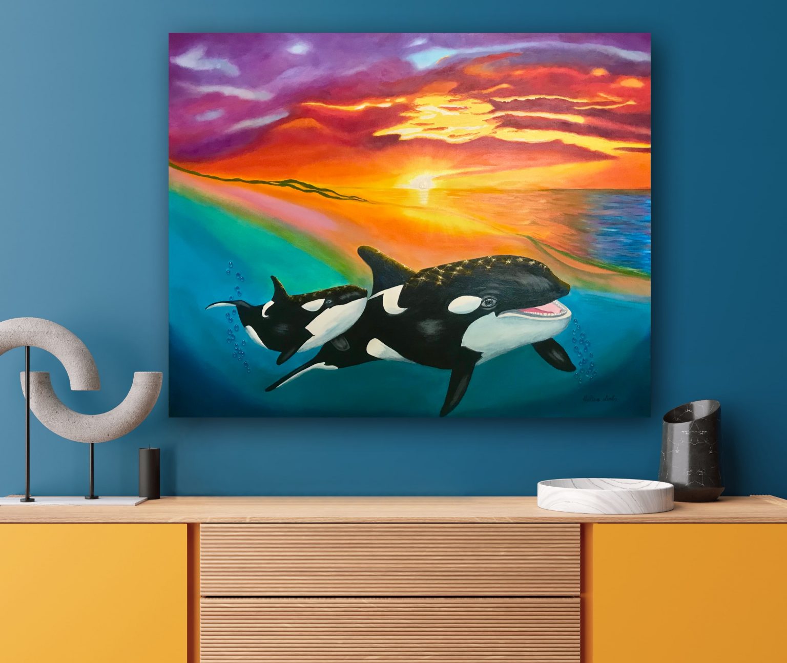 Orca Mother and Baby – Galina Lintz Paintings